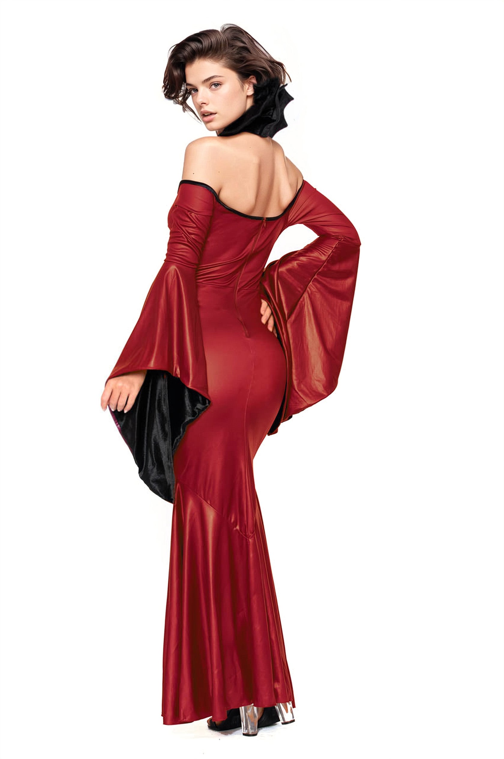 Vampire Vixen Costume, Long Red Vampire Dress Costume – 3wishes.com