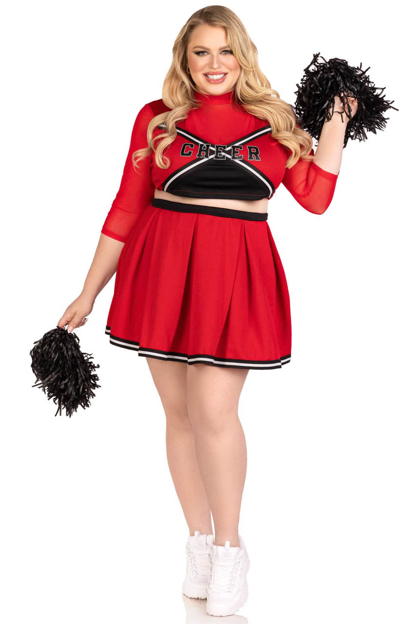Plus Size Varsity Babe Costume, Plus Size Red Cheerleader Costume ...