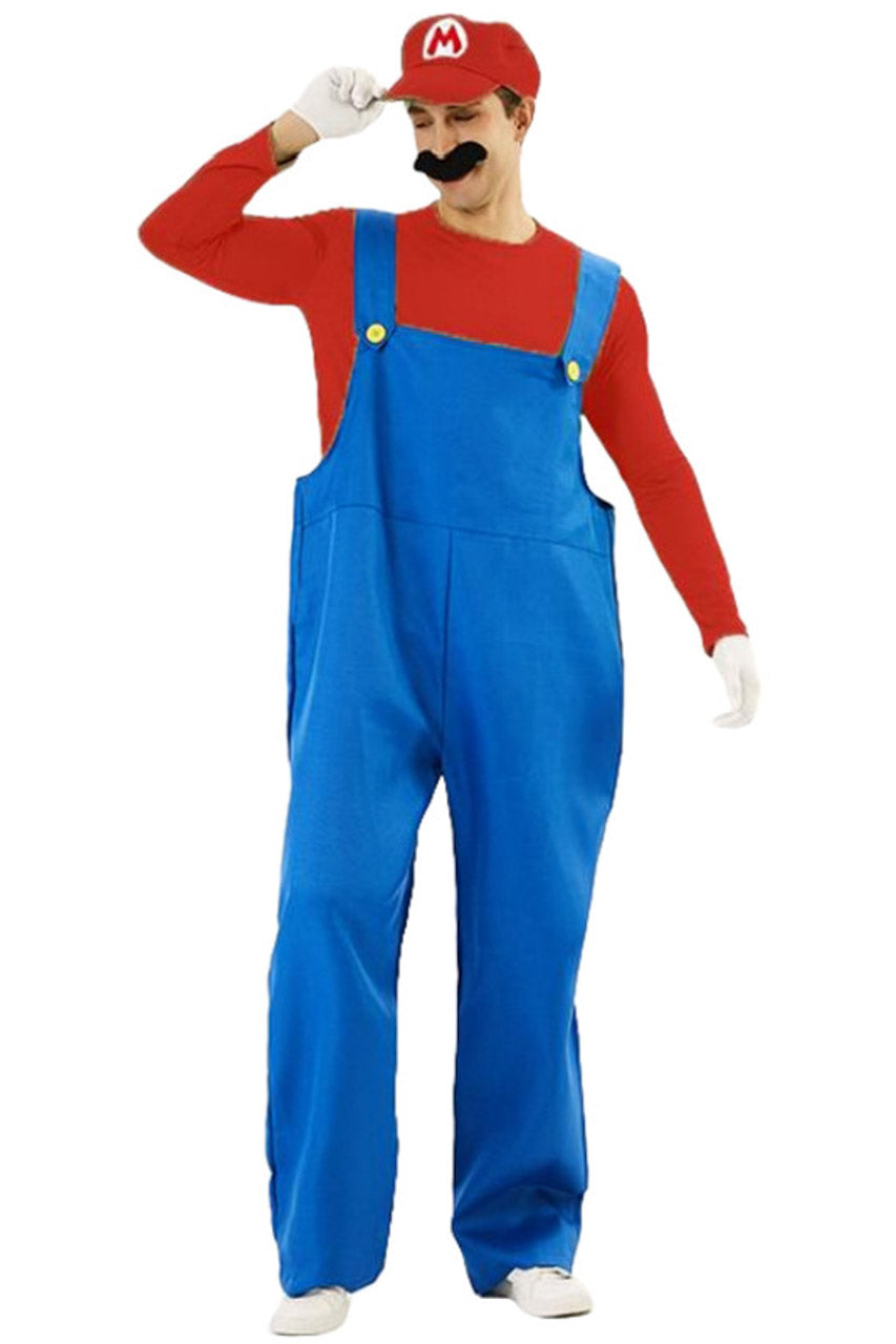 Men's Video Game Plumber Costume, Mens Plumber Costume – 3wishes.com