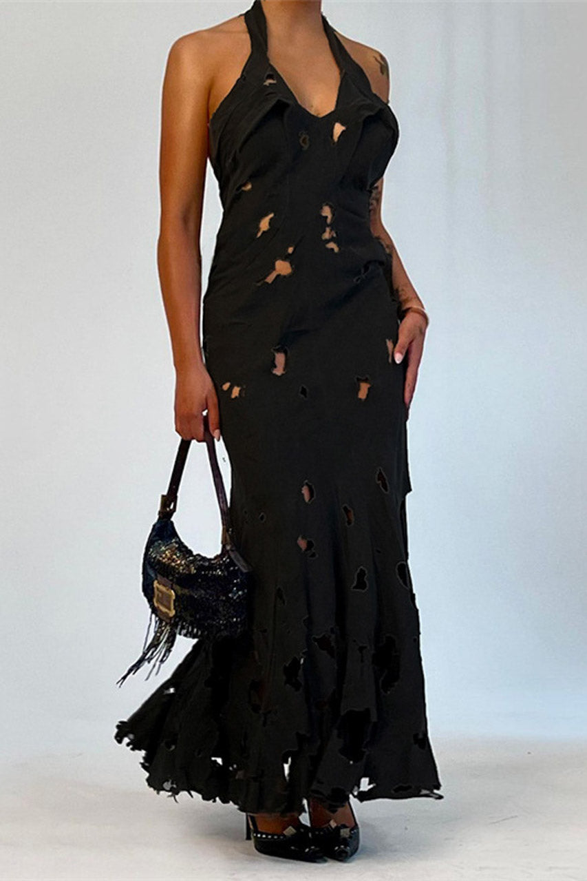 Tattered Maxi Dress, Dress with Cut Outs – 3wishes.com