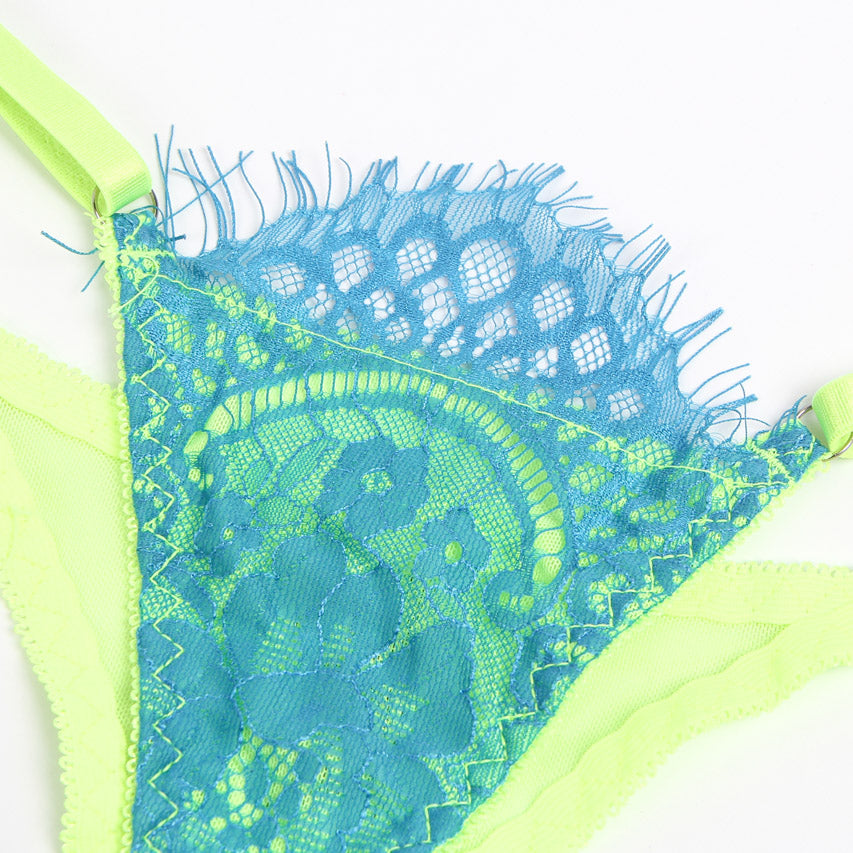 Neon Lace Bra and Garter Set – 3wishes.com