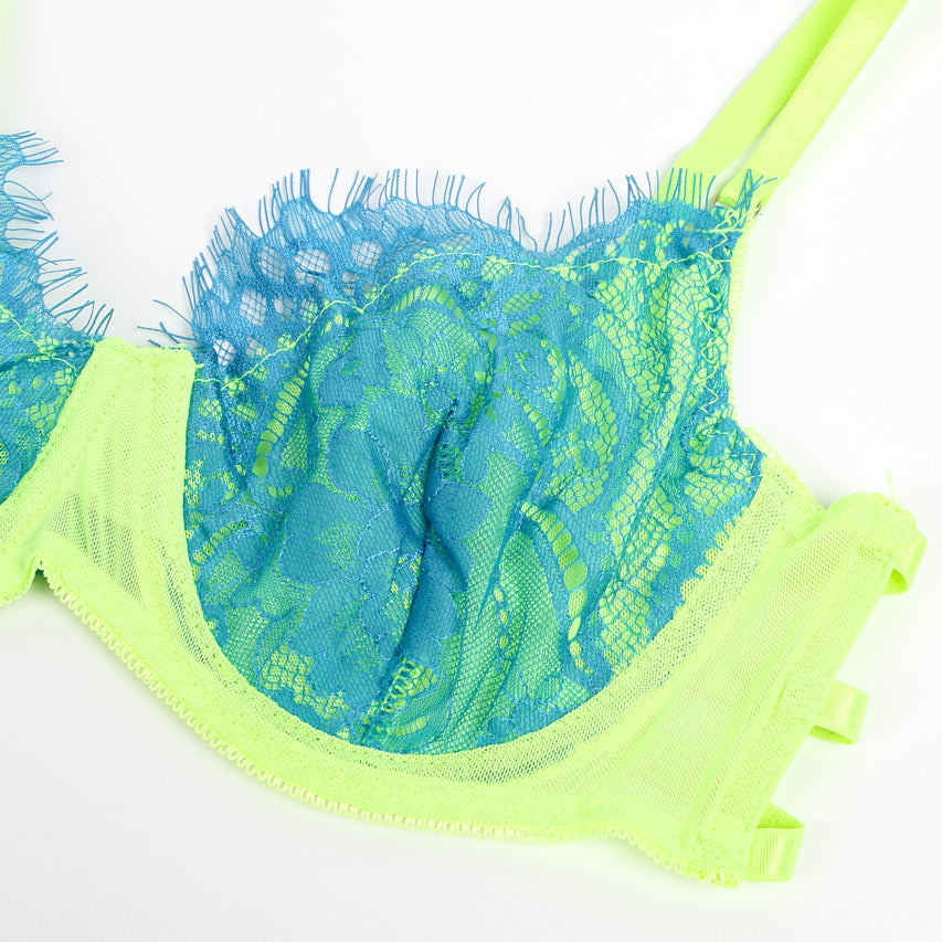 Neon Lace Bra and Garter Set – 3wishes.com