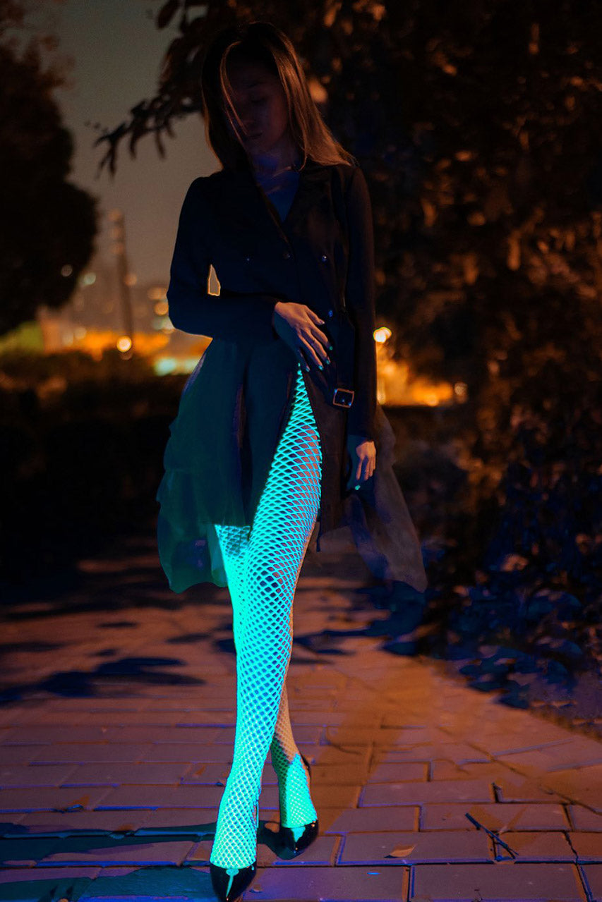 Glow In The Dark Fishnet Pantyhose, Glow In the Dark Hosiery – 3wishes.com