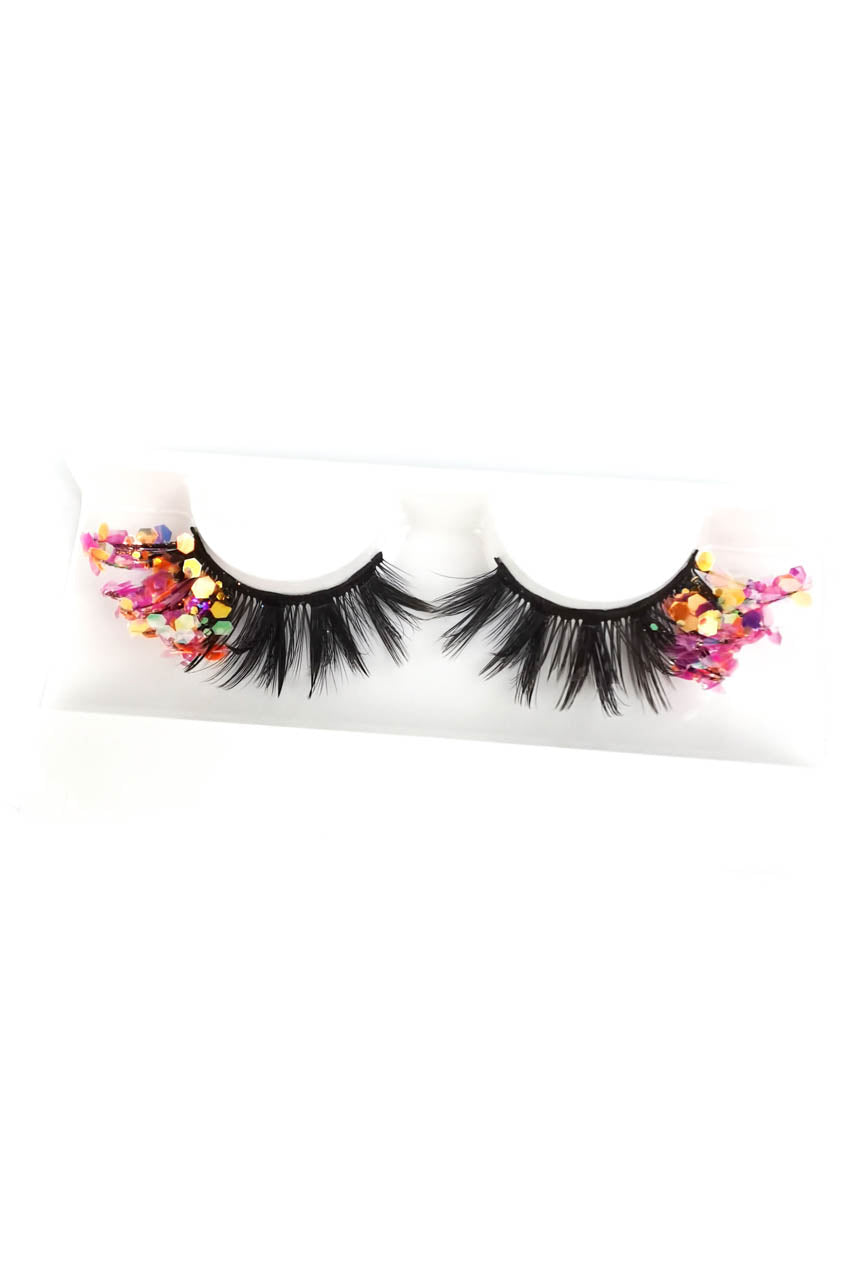 Pink and Gold Eyelashes, Colorful Fake Lashes – 3wishes.com