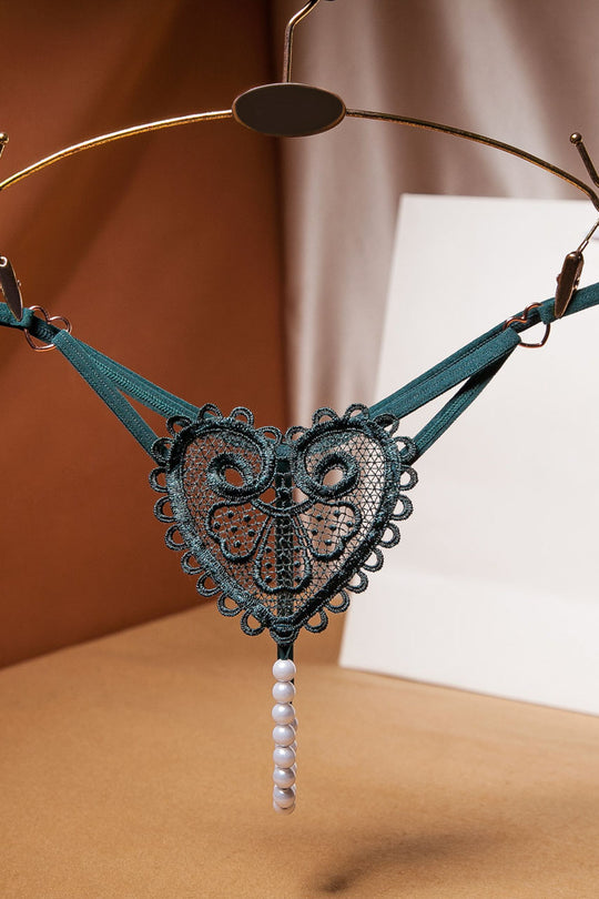 Heart Charm Crotchless Pearl G-String, Heart G String Panty – 3wishes.com