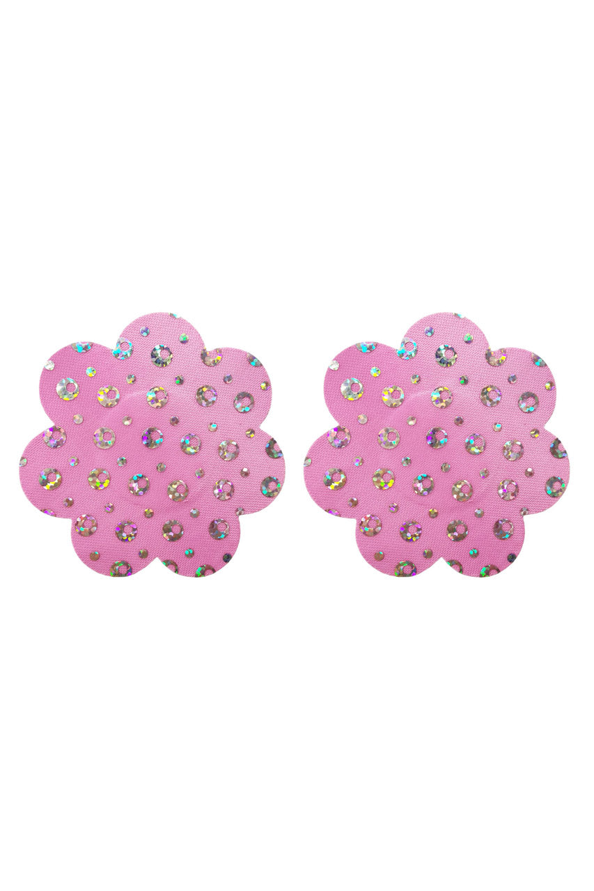 Pink Flower Glitter Pasties, Pink Flower Pasties – 3wishes.com