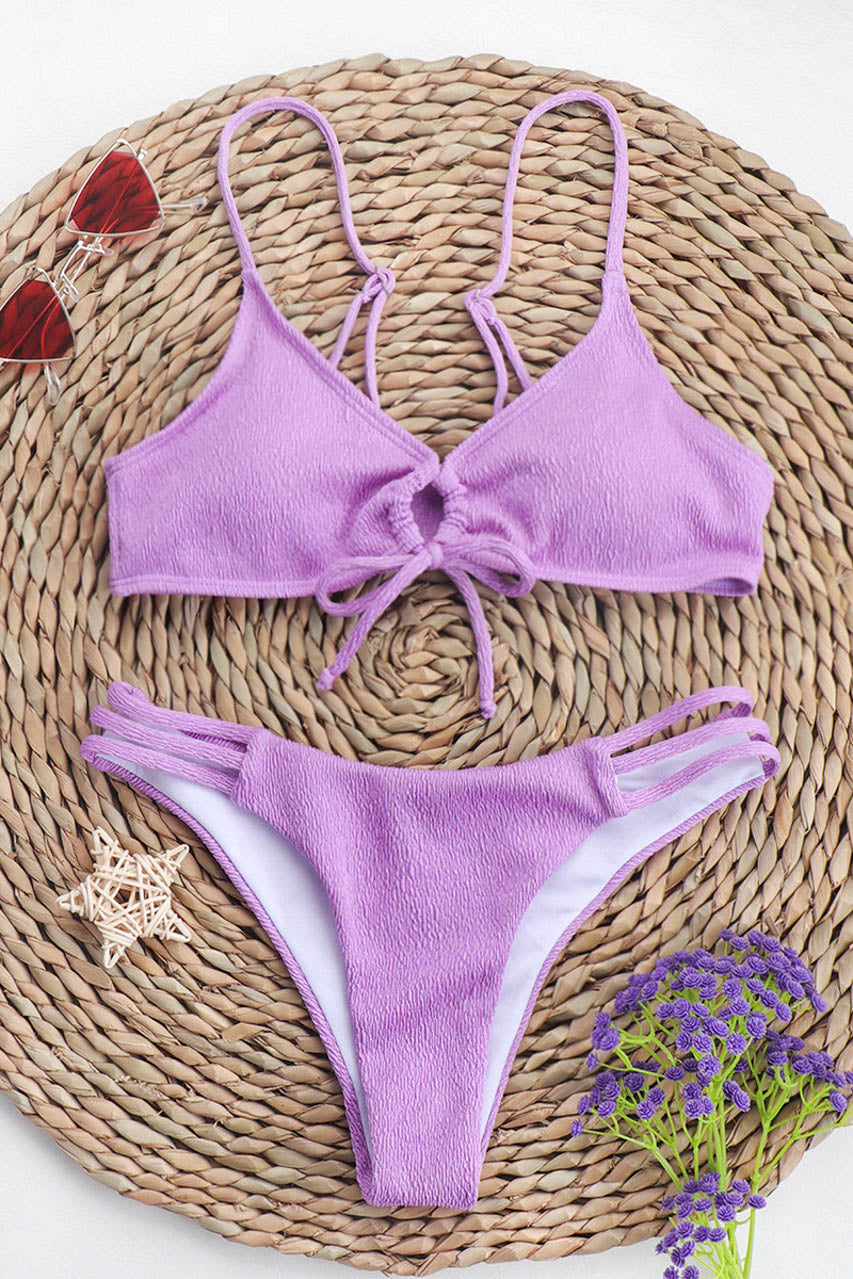 Strappy Cinch Bikini, Purple Bikini – 3wishes.com