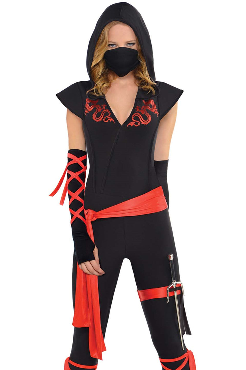 Women's Ninja Warrior Costume | Black and Red Ninja – 3wishes.com