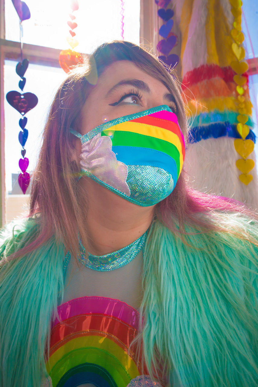 Rainbow Cloud Mask, Rainbow Mask, Rainbow Face Mask – 3wishes.com