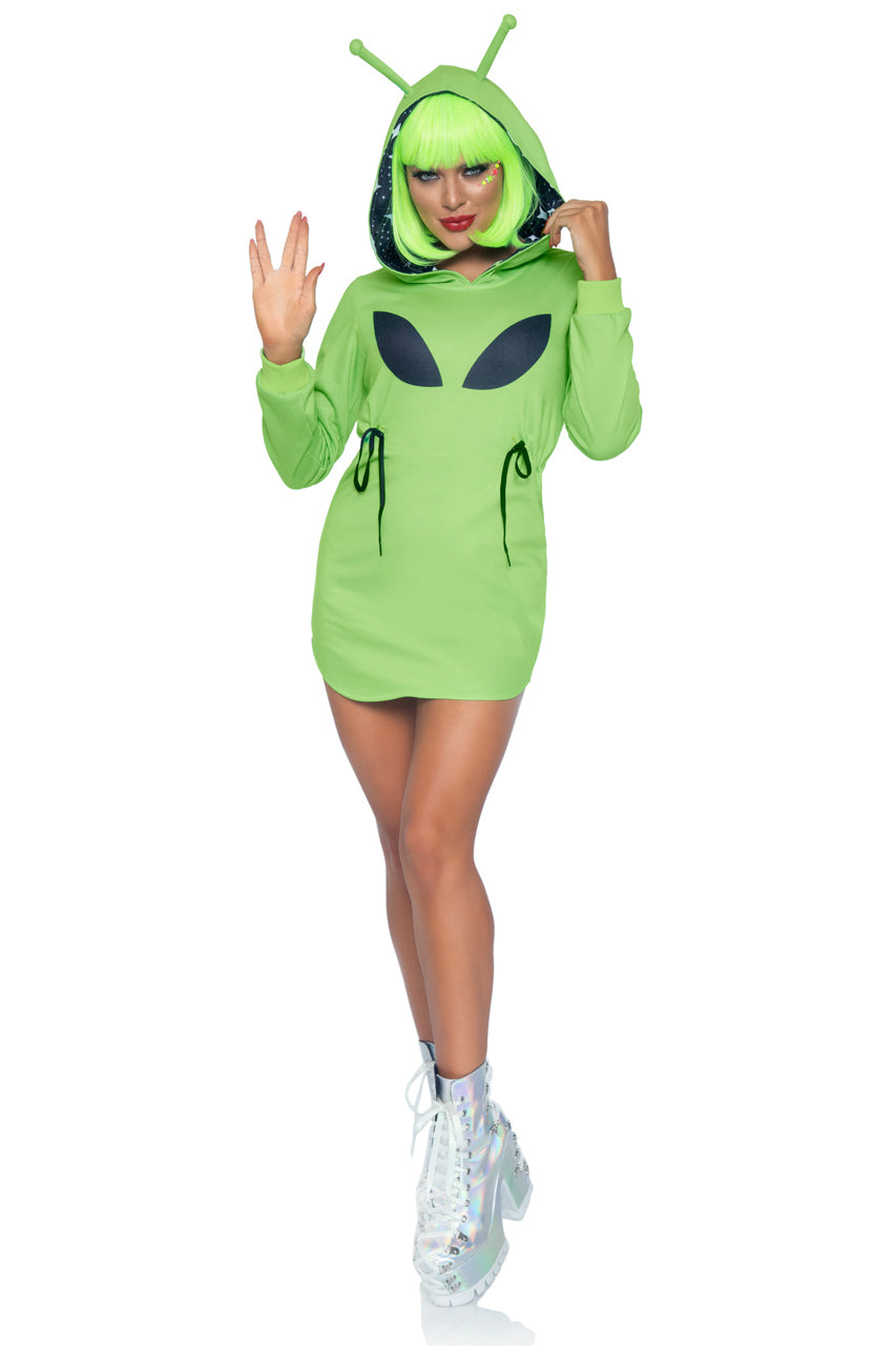 Cozy Alien Costume Dress, Fleece Alien Print Costume – 3wishes.com