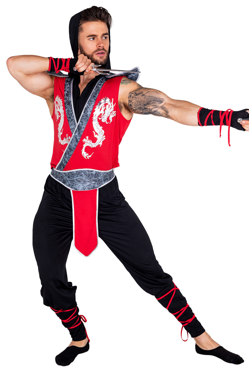 Mens Deadly Combat Ninja Costume, Mens Red Ninja Costume – 3wishes.com