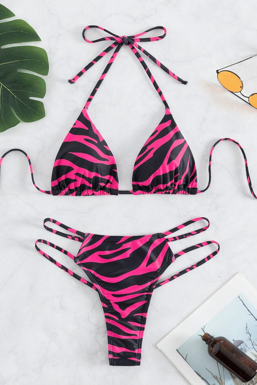 Going Wild Zebra Print Bikini, Pink and Black Print Bikini – 3wishes.com