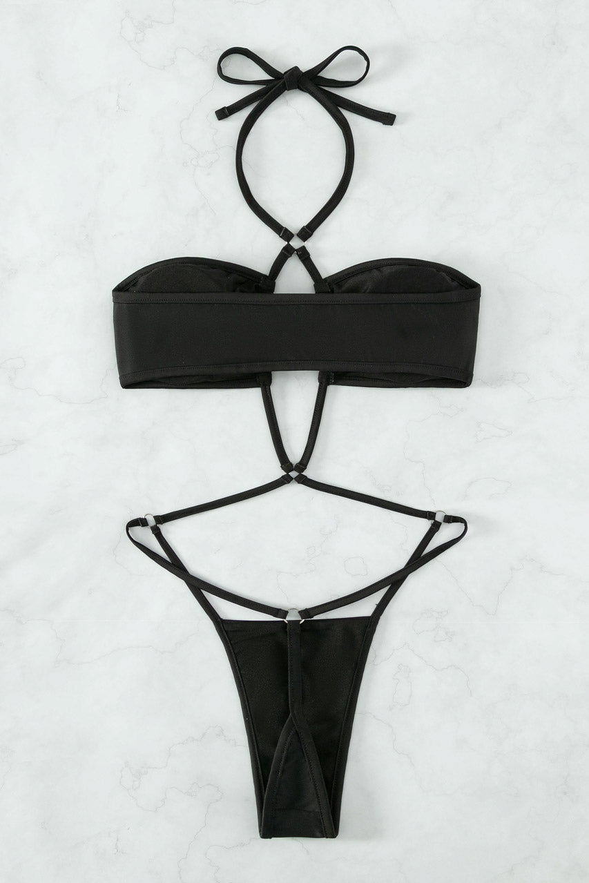 Black Beauty Micro Monokini, Black Strappy One Piece – 3wishes.com